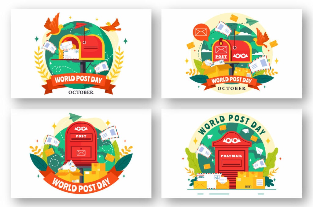 12 World Post Day Illustration - MasterBundles