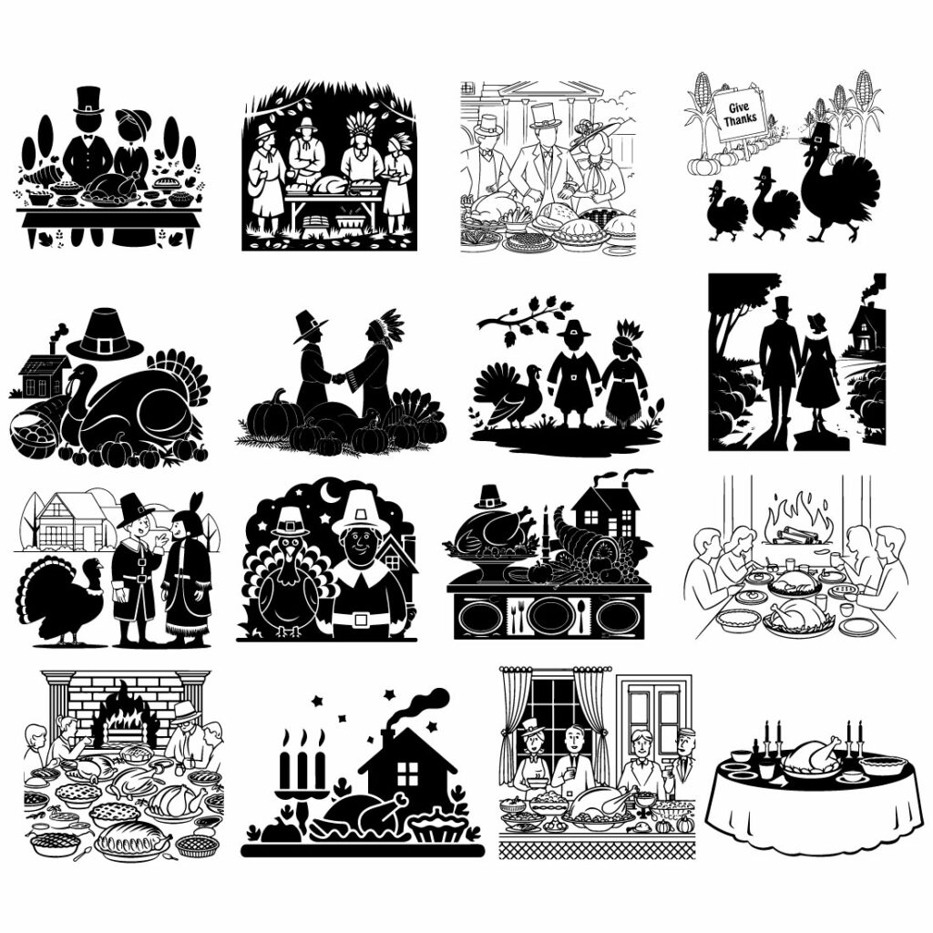 Thanksgiving day vector silhouette illustration - MasterBundles