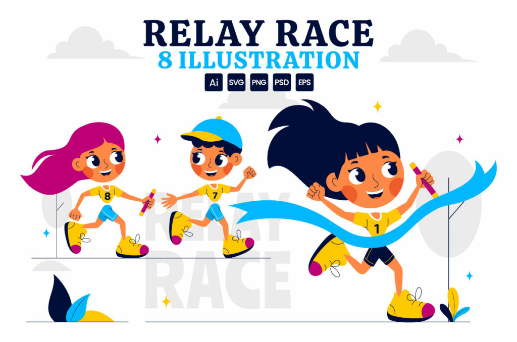 8 Relay Race Sports Illustration - MasterBundles