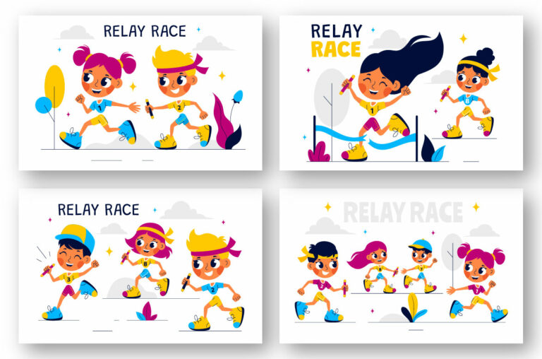 8 Relay Race Sports Illustration - MasterBundles