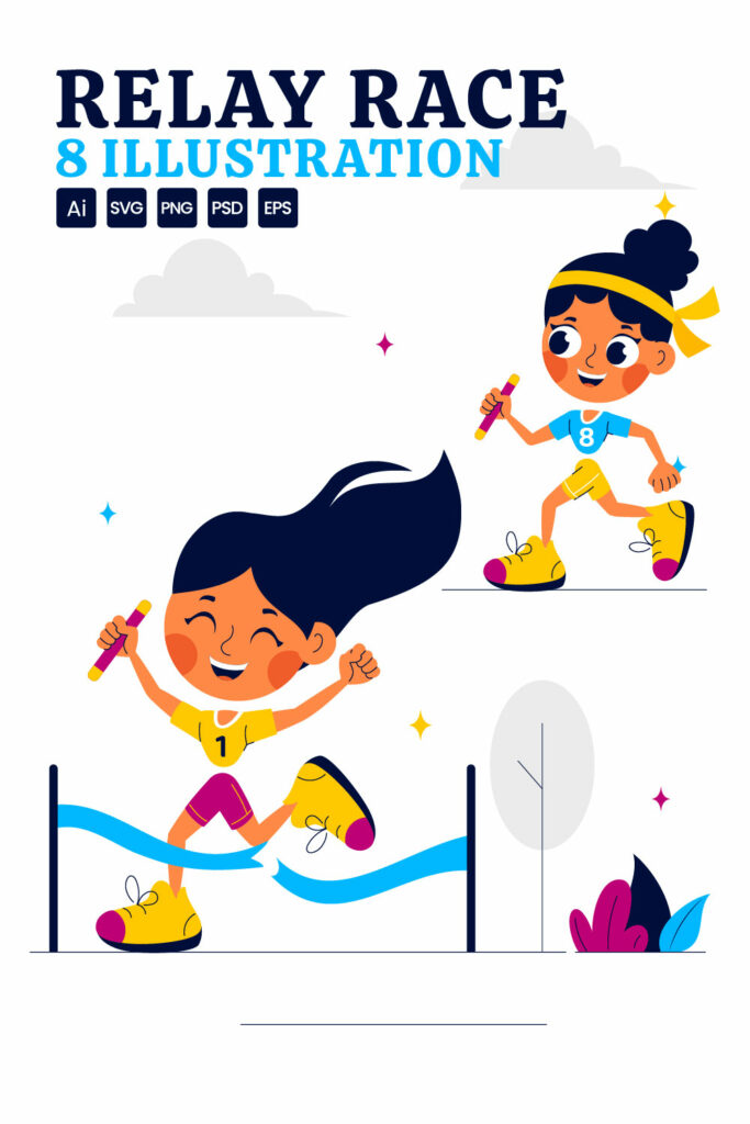 8 Relay Race Sports Illustration - MasterBundles