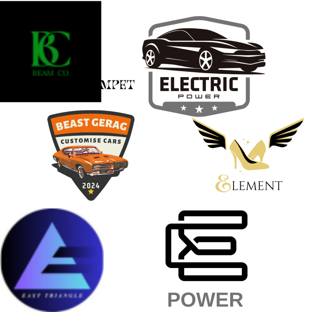 6 logo designs of different types of logos like car industry or fashion ...