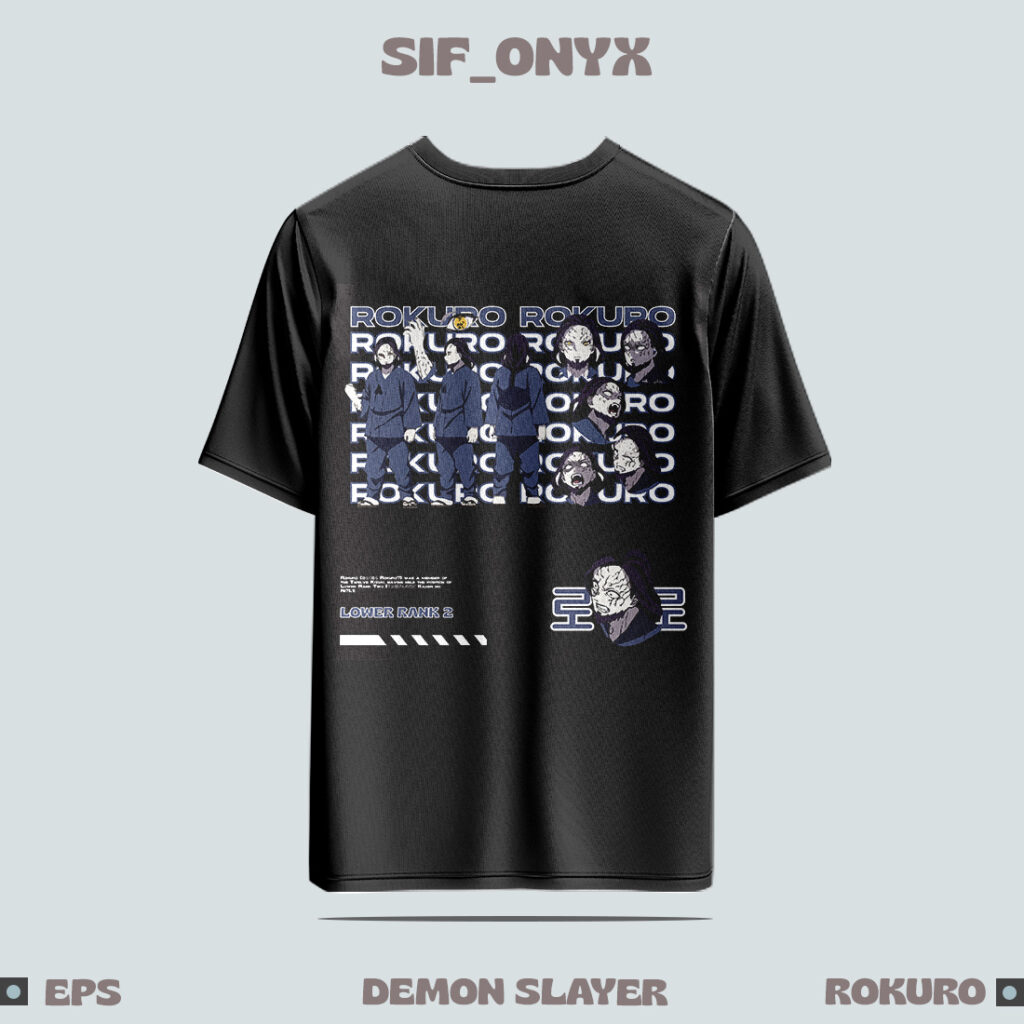 Anime t shirt , demon slayer character, Rokuro - MasterBundles