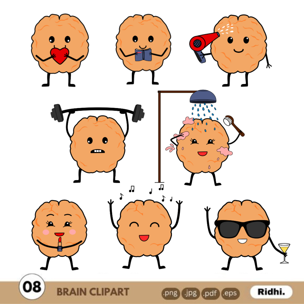 Cute Brain Clip Art - MasterBundles