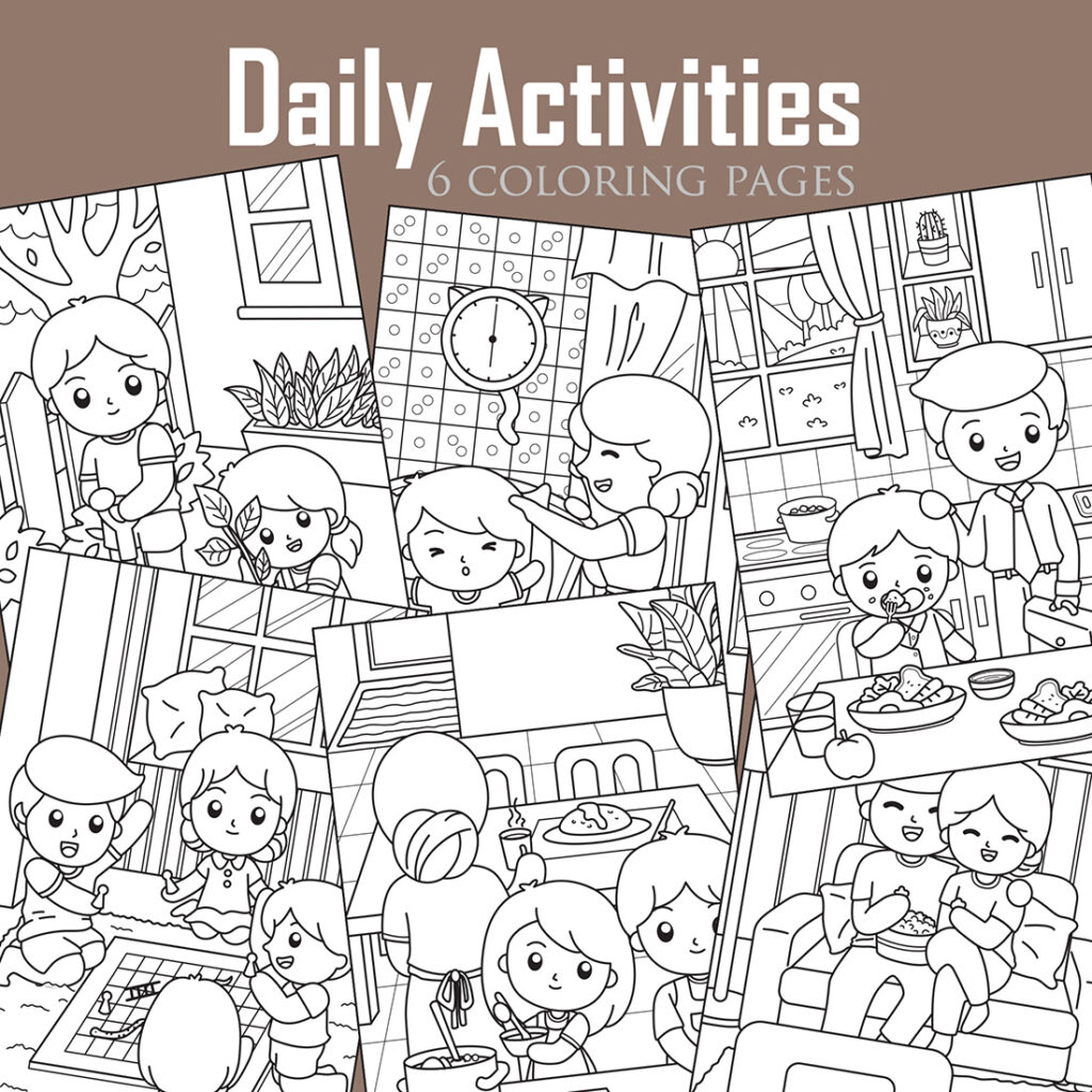 Happy Fun Family Time Daily Routine Activities Father Mother Son ...