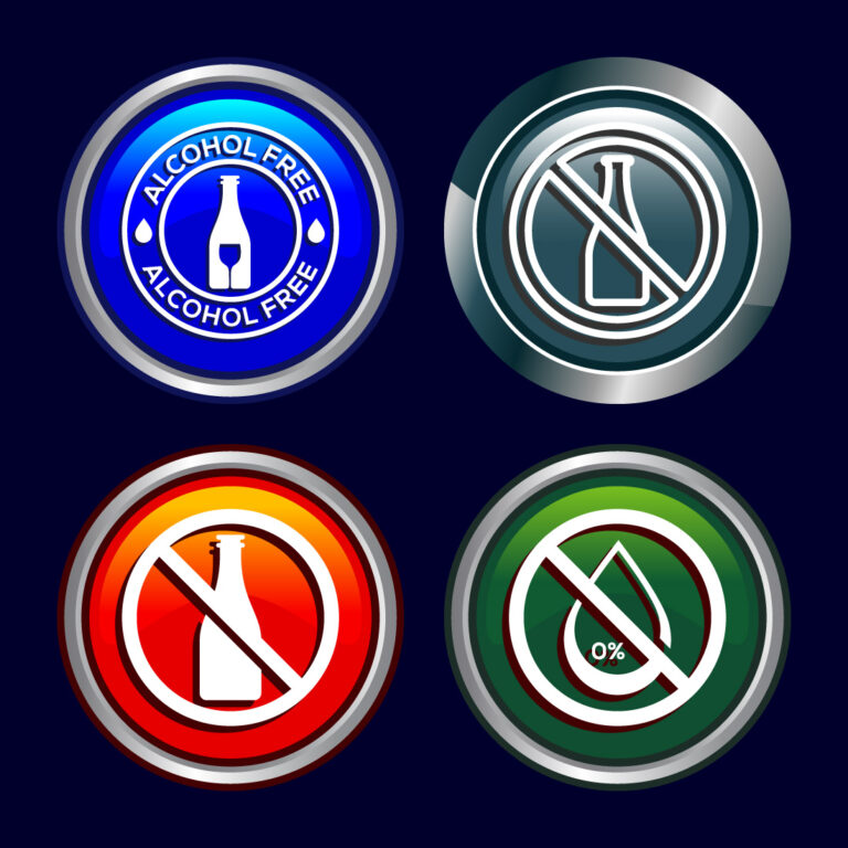 Alcohol Free Icon Design Illustration, No Alcohol Sign, Button Design ...