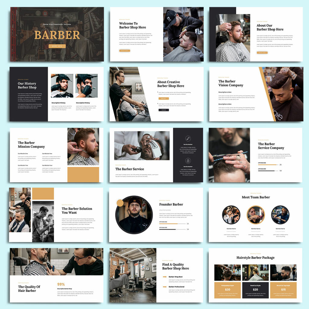 Barber Powerpoint Template - MasterBundles