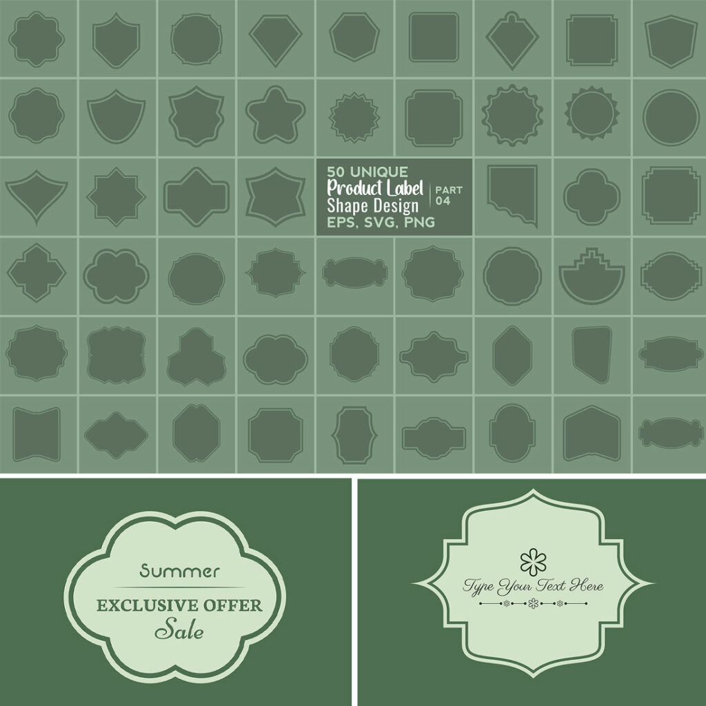 Vintage 50 Label Shape Collection - MasterBundles