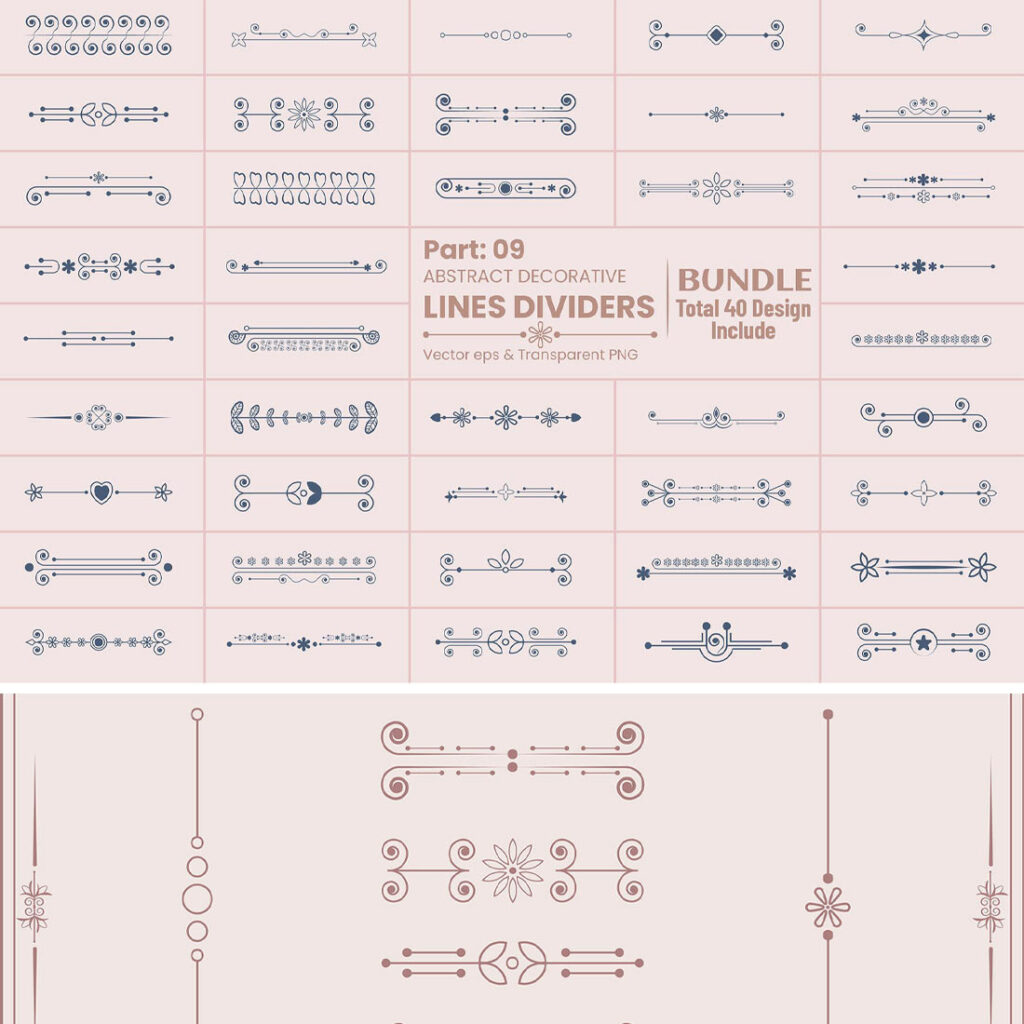 Floral Dividers Design Frames Bundle - MasterBundles