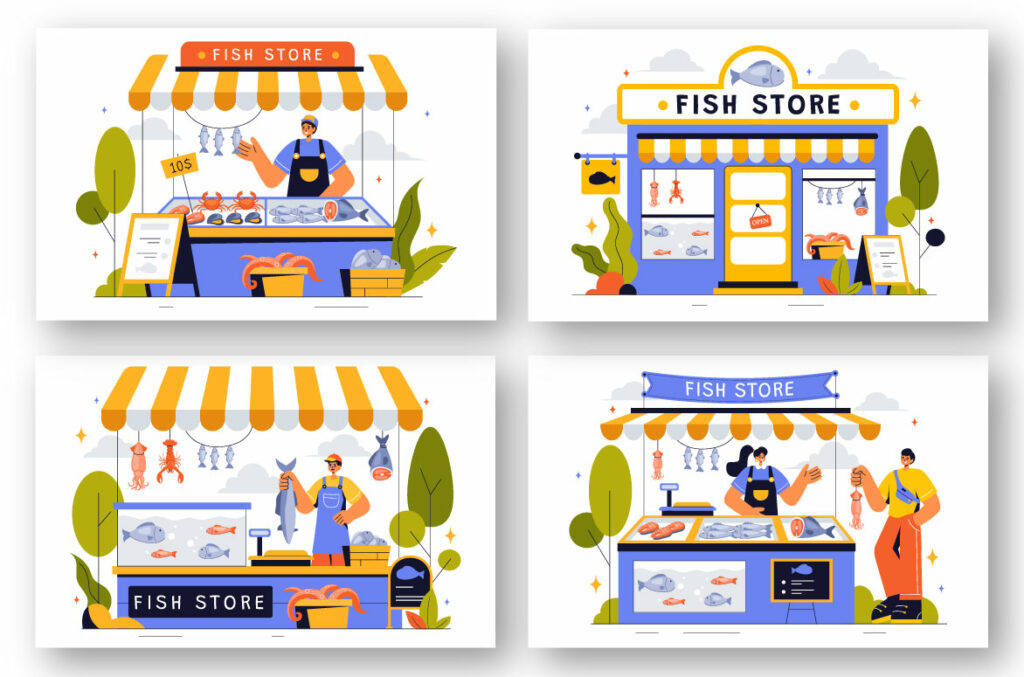 9 Fish Store Illustration - MasterBundles