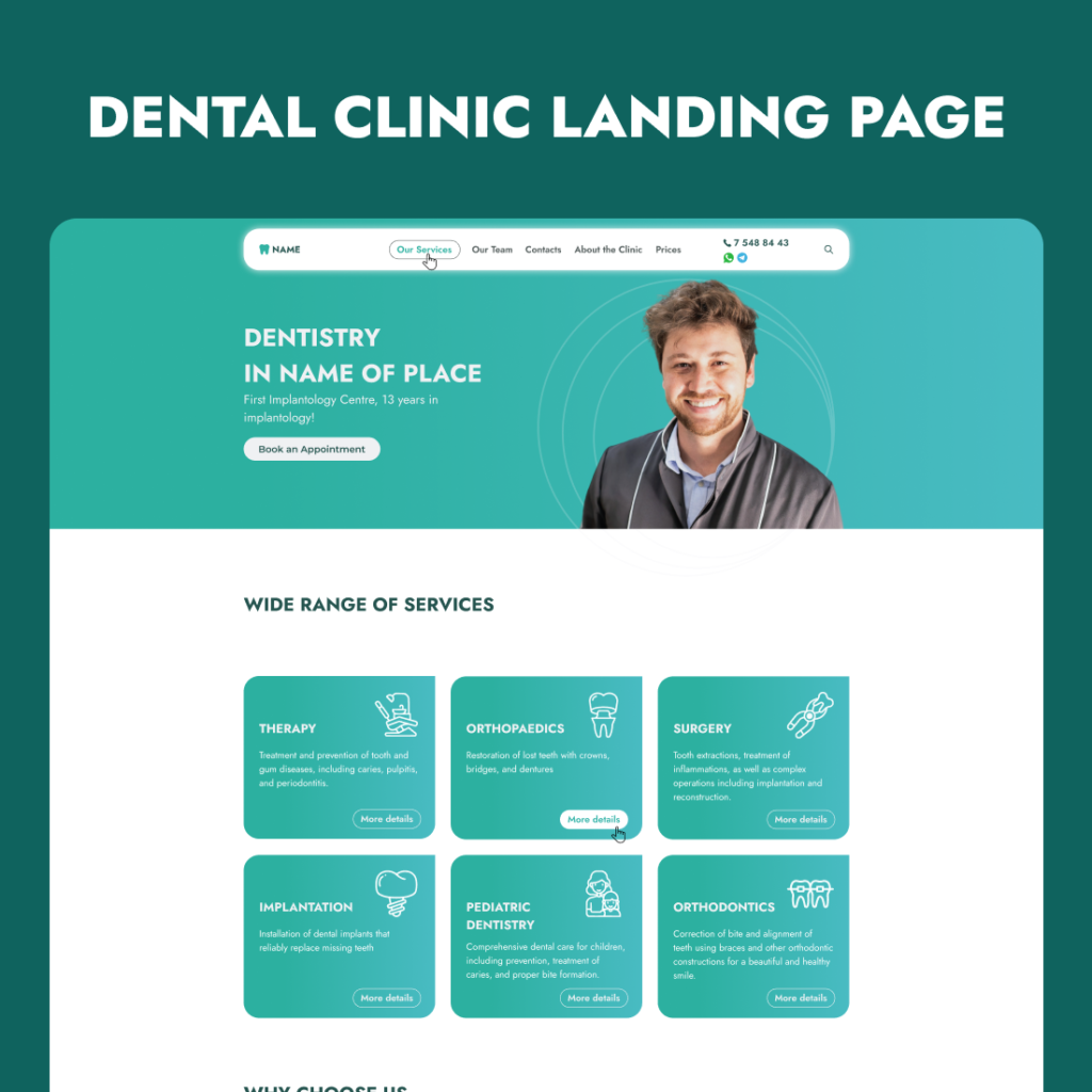 Dental Clinic Landing Page Template - MasterBundles