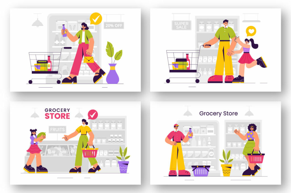 9 Grocery Store Shelf Illustration - MasterBundles