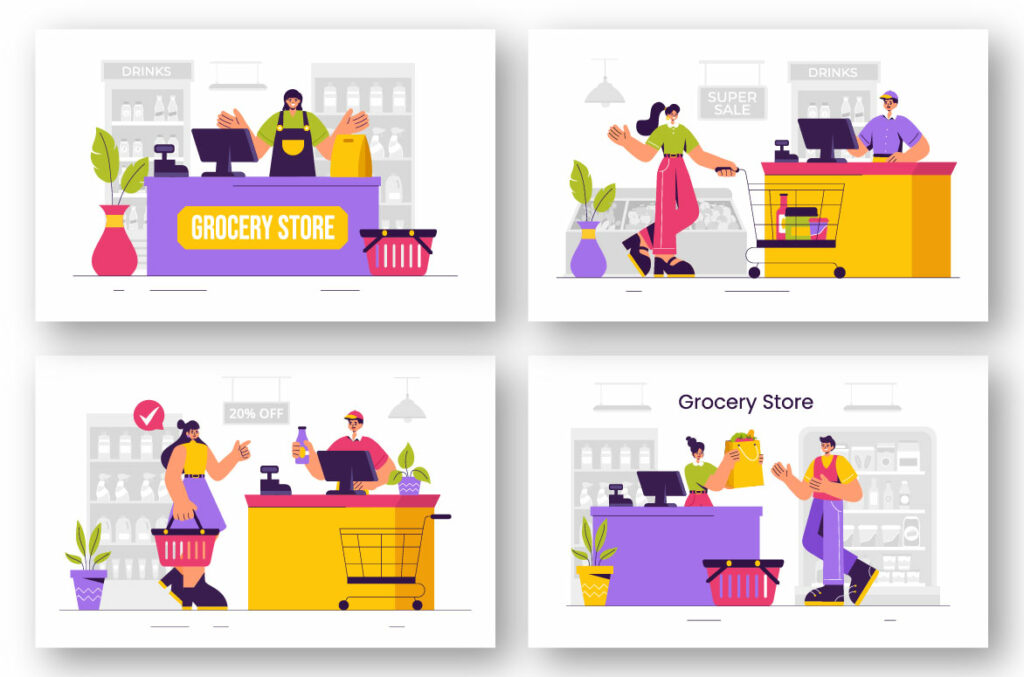 9 Grocery Store Shelf Illustration - MasterBundles