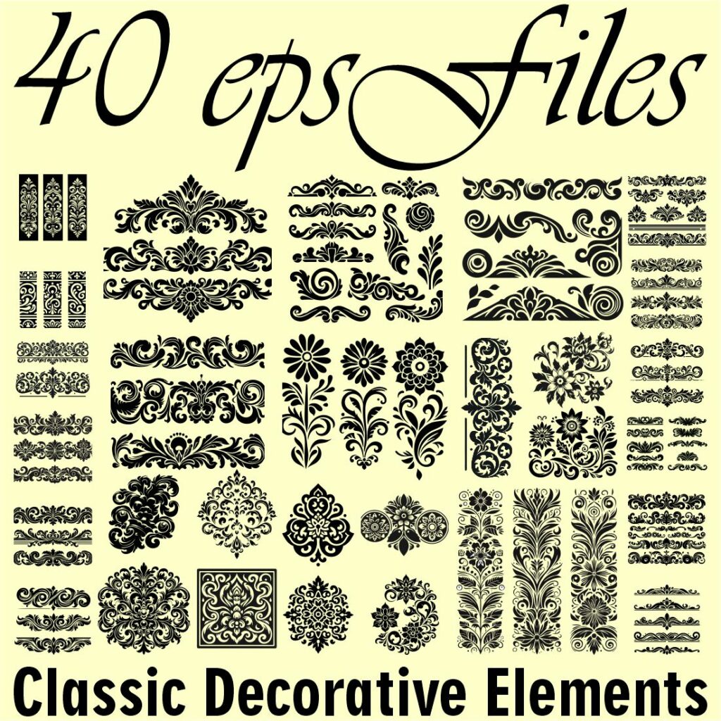 40 eps Files Classic Decorative Elements - MasterBundles