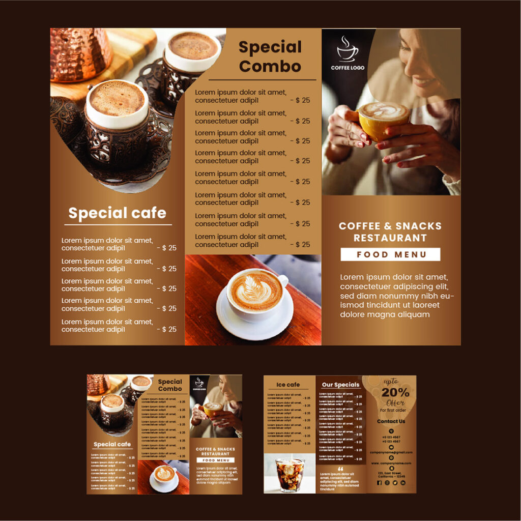 Coffee Shop Snacks - Restaurant Trifold Menu / Brochure Template ...