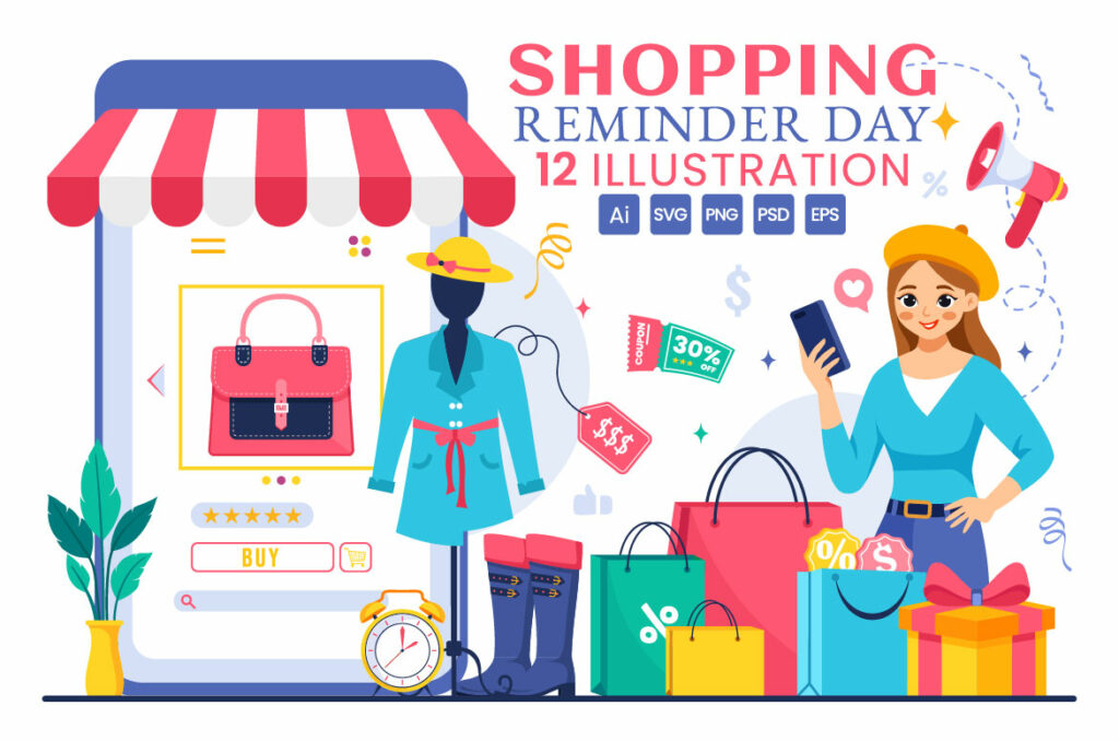 12 Shopping Reminder Day Illustration - MasterBundles