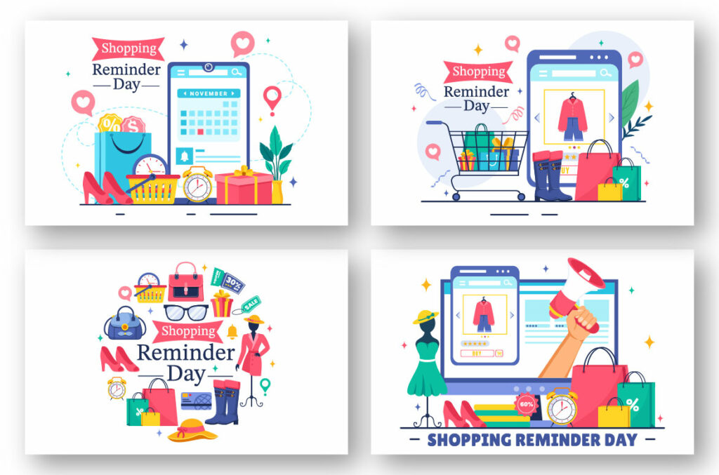 12 Shopping Reminder Day Illustration - MasterBundles