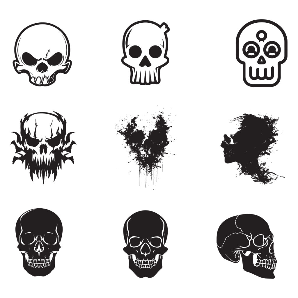 9 Skull Logo Icons - Halloween Vector Pack - MasterBundles