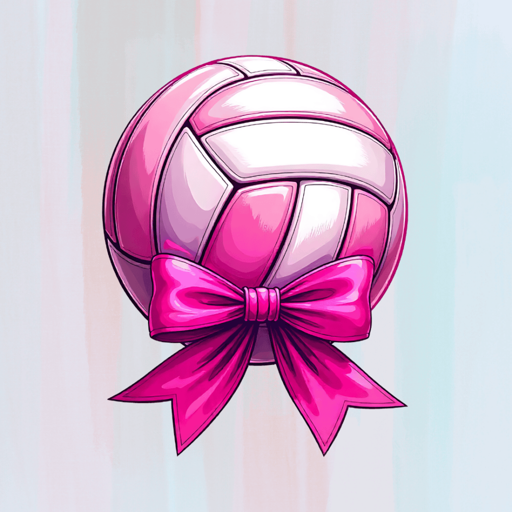 Pink Volleyball with Bow T-shirt Design - MasterBundles