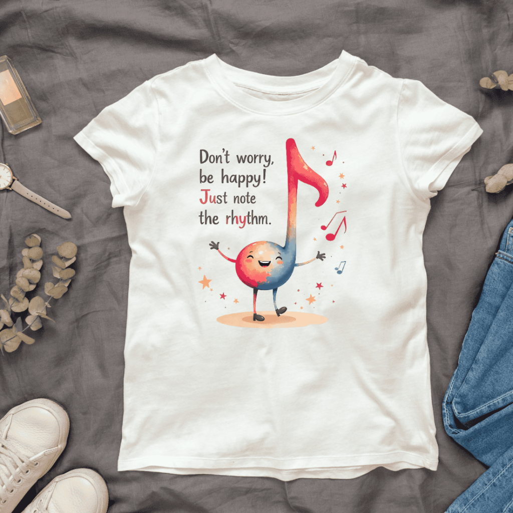 Happy Music Note T-Shirt Design - MasterBundles