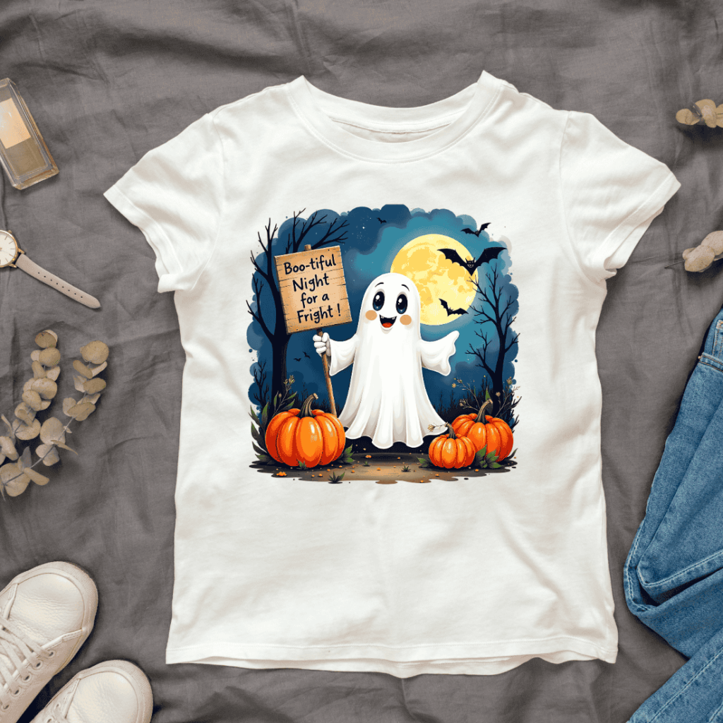 Spooky Night Ghost T-Shirt Design - MasterBundles