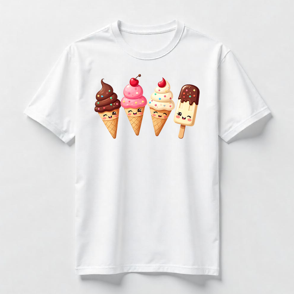 Watercolor Cute Ice Cream Characters Set T-Shirt Design Bundle ...