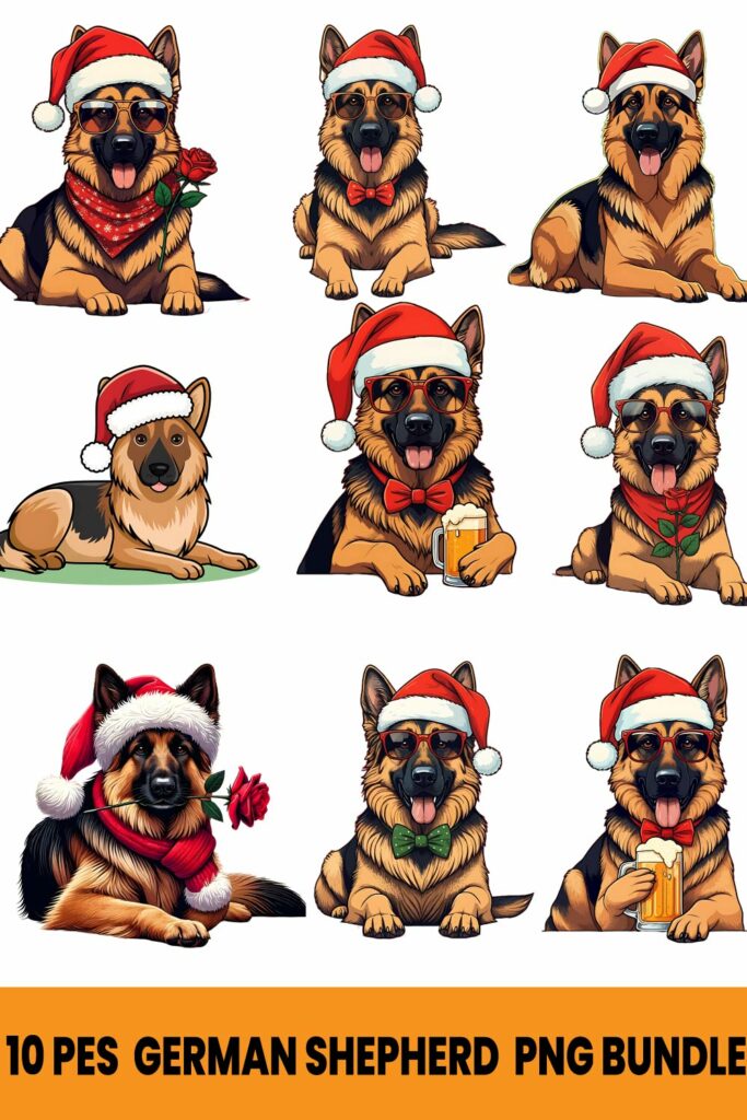 "7-Piece German Shepherd PNG Bundle for Designers" - MasterBundles