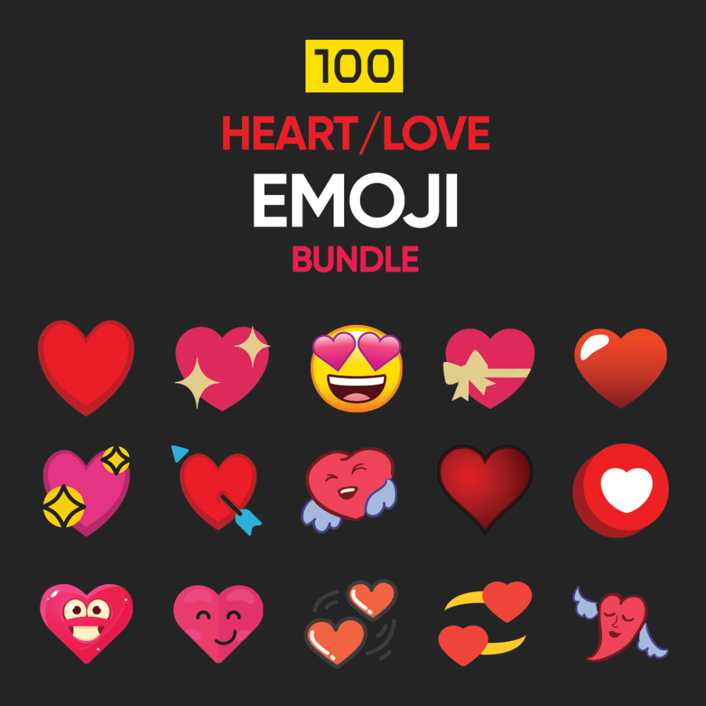 100 Heart Emoji Graphics Pack – Cute, Colorful & High-Quality Designs ...