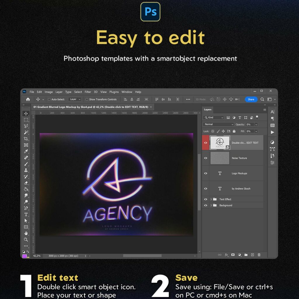 Gradient Blurred Logo Mockups - MasterBundles