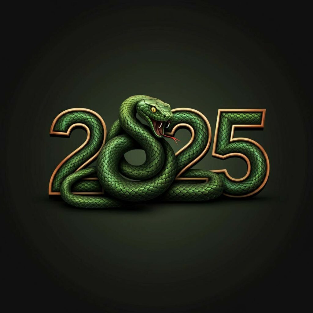 "2025 Green Snake Wrapped Around Bold Numbers" - MasterBundles