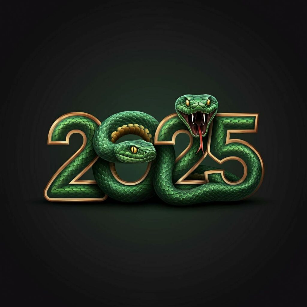 "2025 Green Snake Wrapped Around Bold Numbers" - MasterBundles