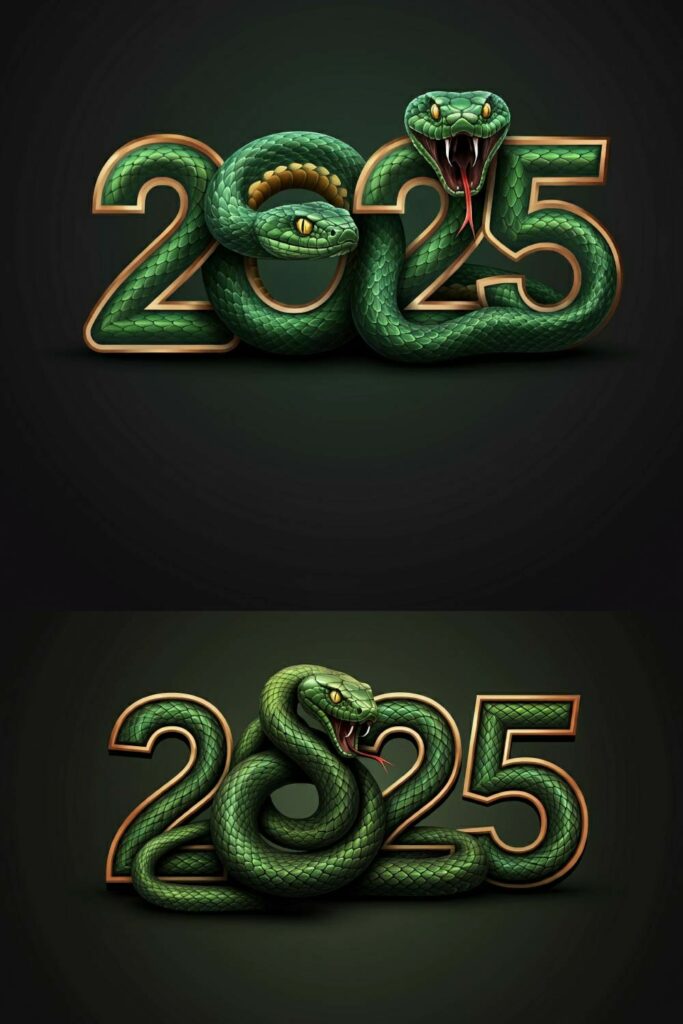 "2025 Green Snake Wrapped Around Bold Numbers" - MasterBundles