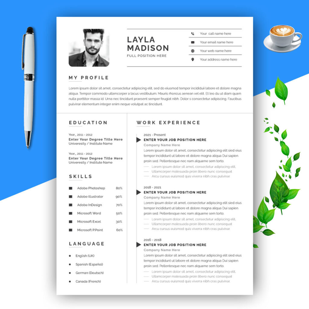 Modern Resume Design Layout - MasterBundles