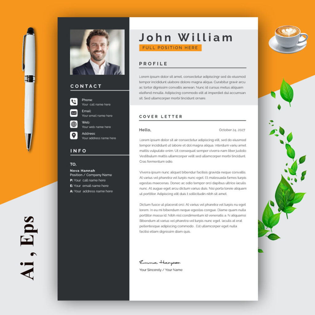 Resume Layout with Professional Cv Layout - MasterBundles