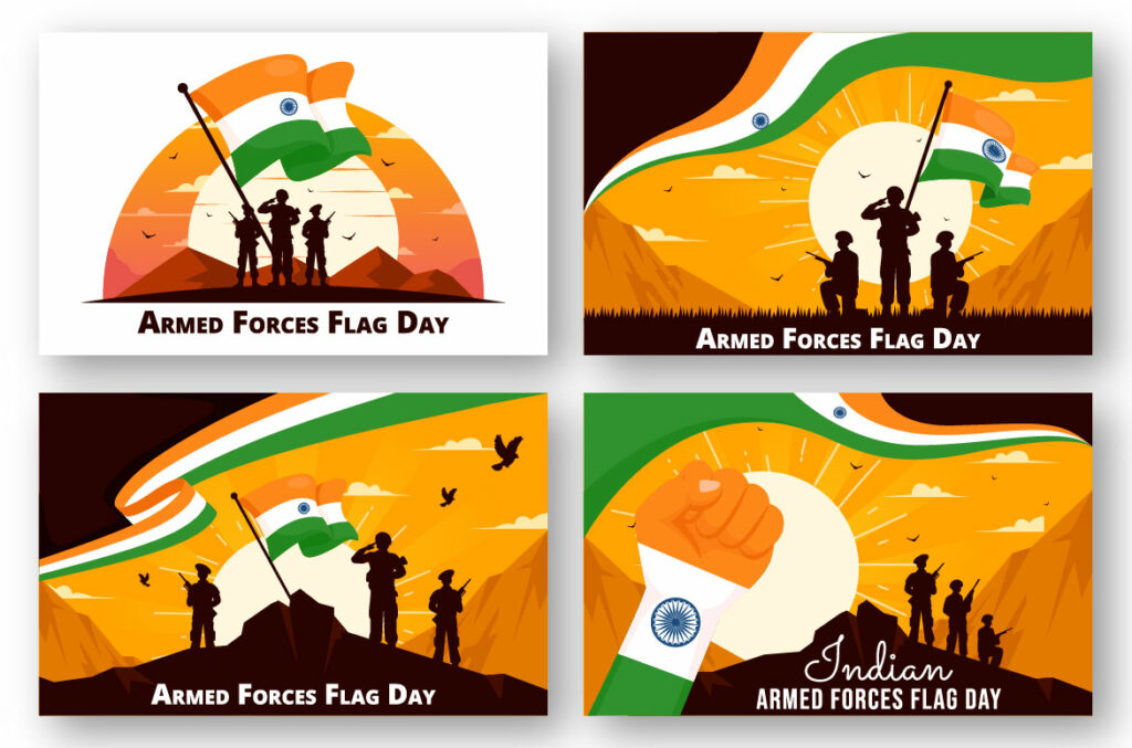 10 Indian Armed Forces Flag Day Illustration - MasterBundles