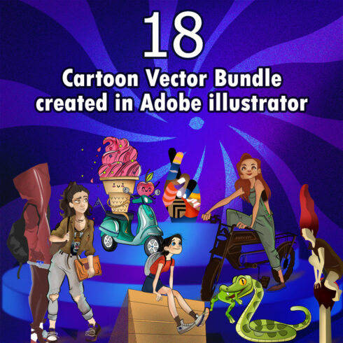 18 Cartoon Vector bundle made in Adobe illustrator - MasterBundles