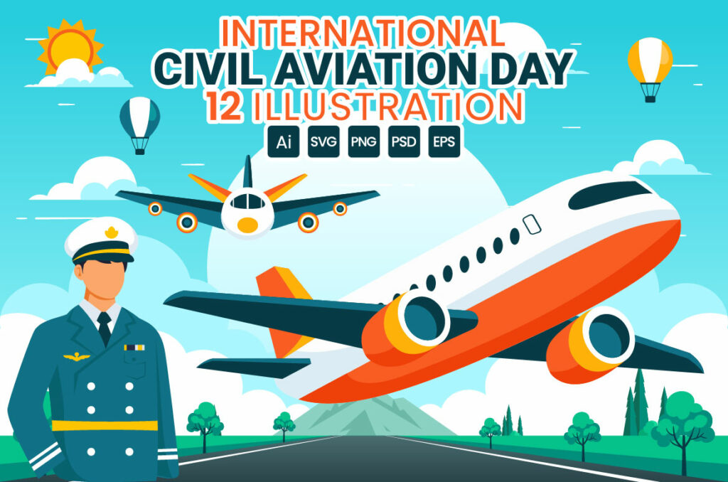 12 Civil Aviation Day Illustration - MasterBundles
