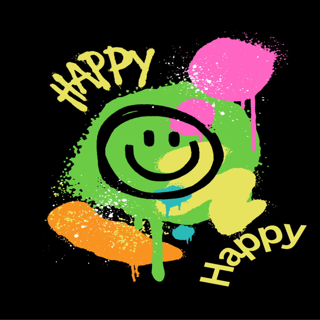 Green Black Graffiti Smiley Face T-Shirt - MasterBundles