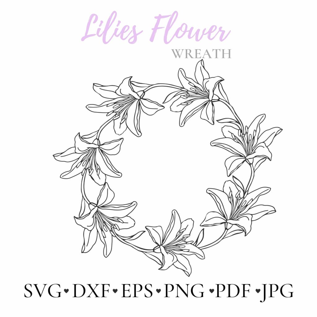 Lilly Flower Frame Svg File For Cut - MasterBundles