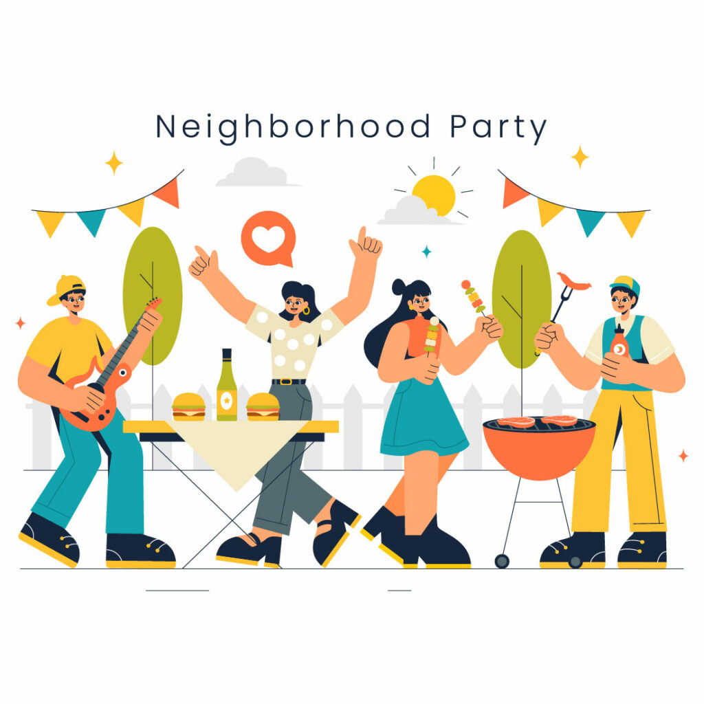9 Neighborhood Party Events Illustration - MasterBundles