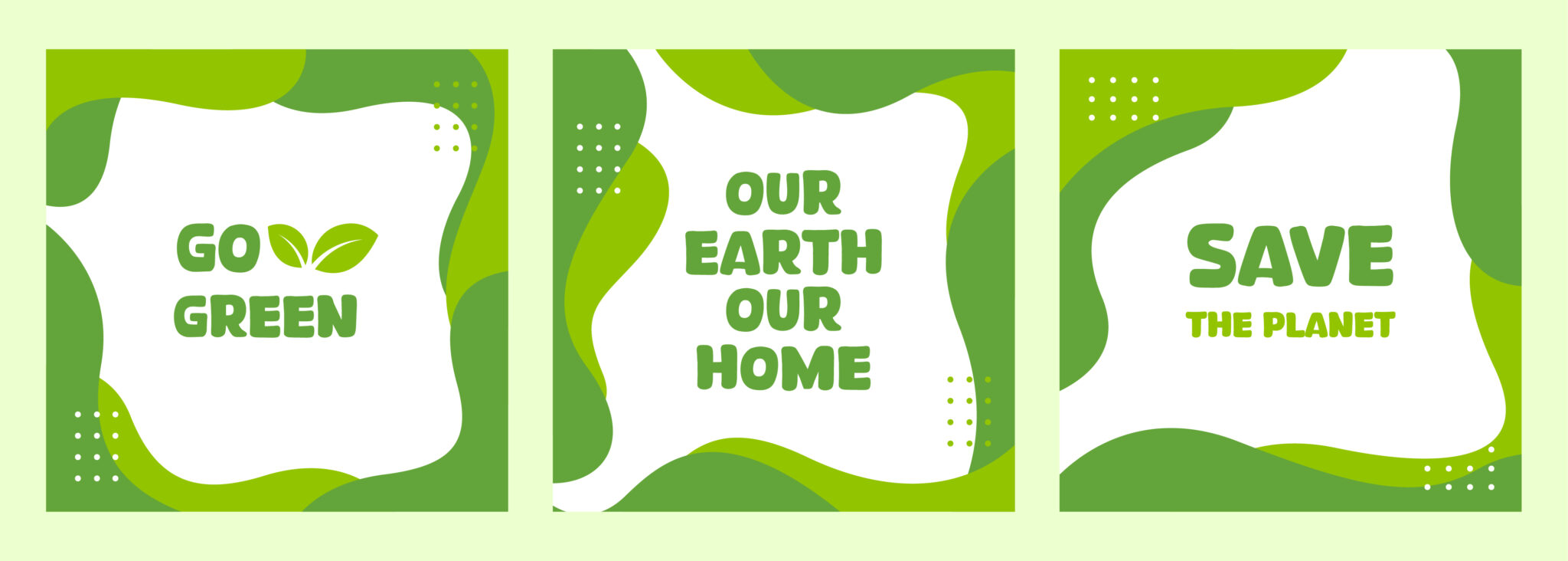 Set of Earth Day poster template. Eco, go green. Vector Illustrations ...
