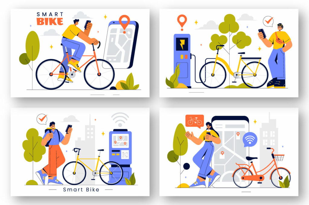 9 Smart Technology Bike Illustration - MasterBundles