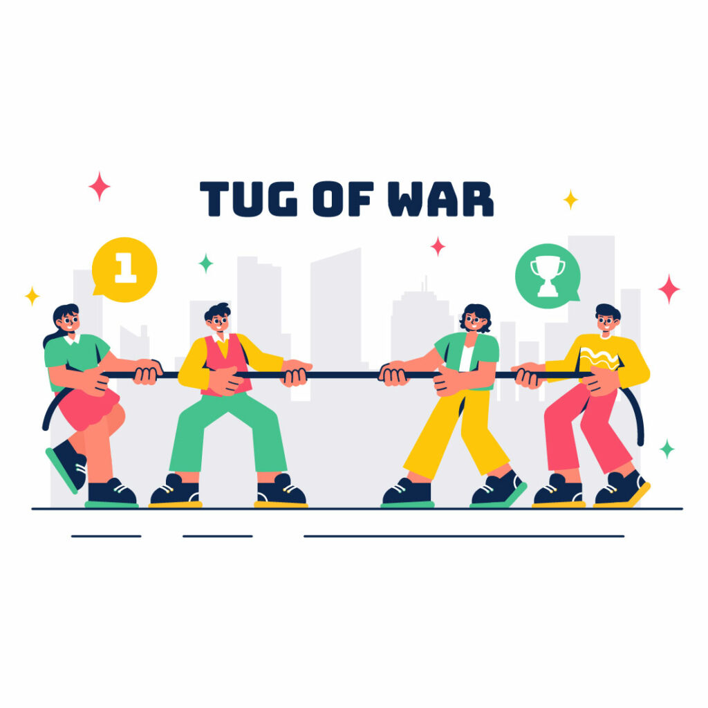 8 Business Competition Tug of War Illustration - MasterBundles