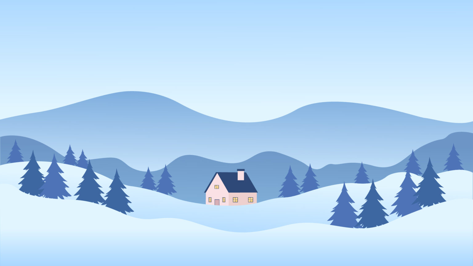Winter Mountains cartoon illustration. Vector landscape with snow hills ...