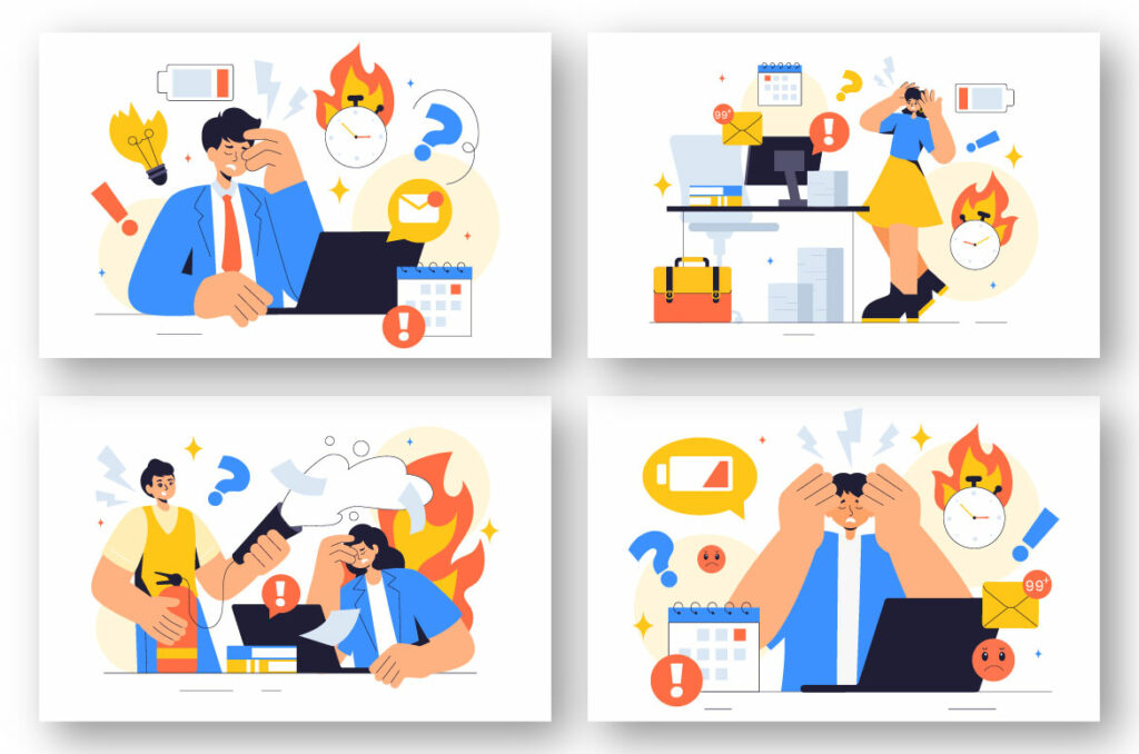 9 Work Burnout Prevention Illustration - MasterBundles