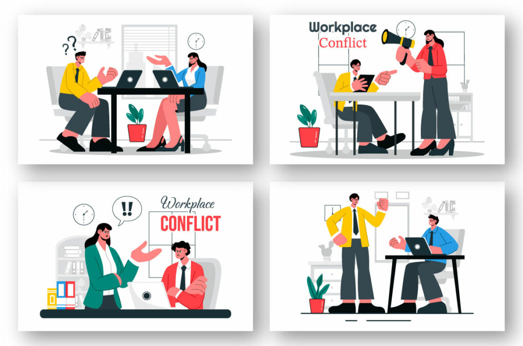 9 Workplace Conflict Illustration - MasterBundles