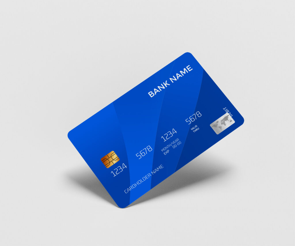 Glossy Blue Debit Card Design Template - MasterBundles