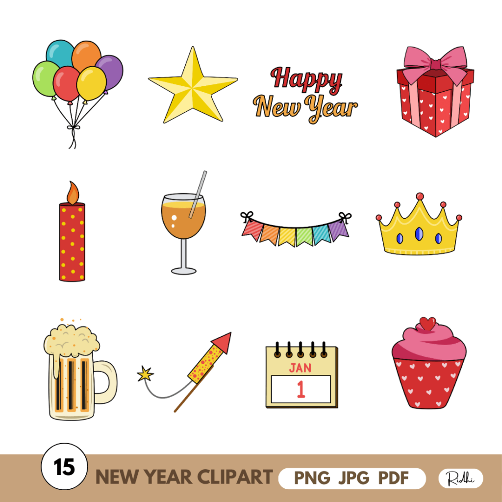 New Year Clipart Bundle - MasterBundles