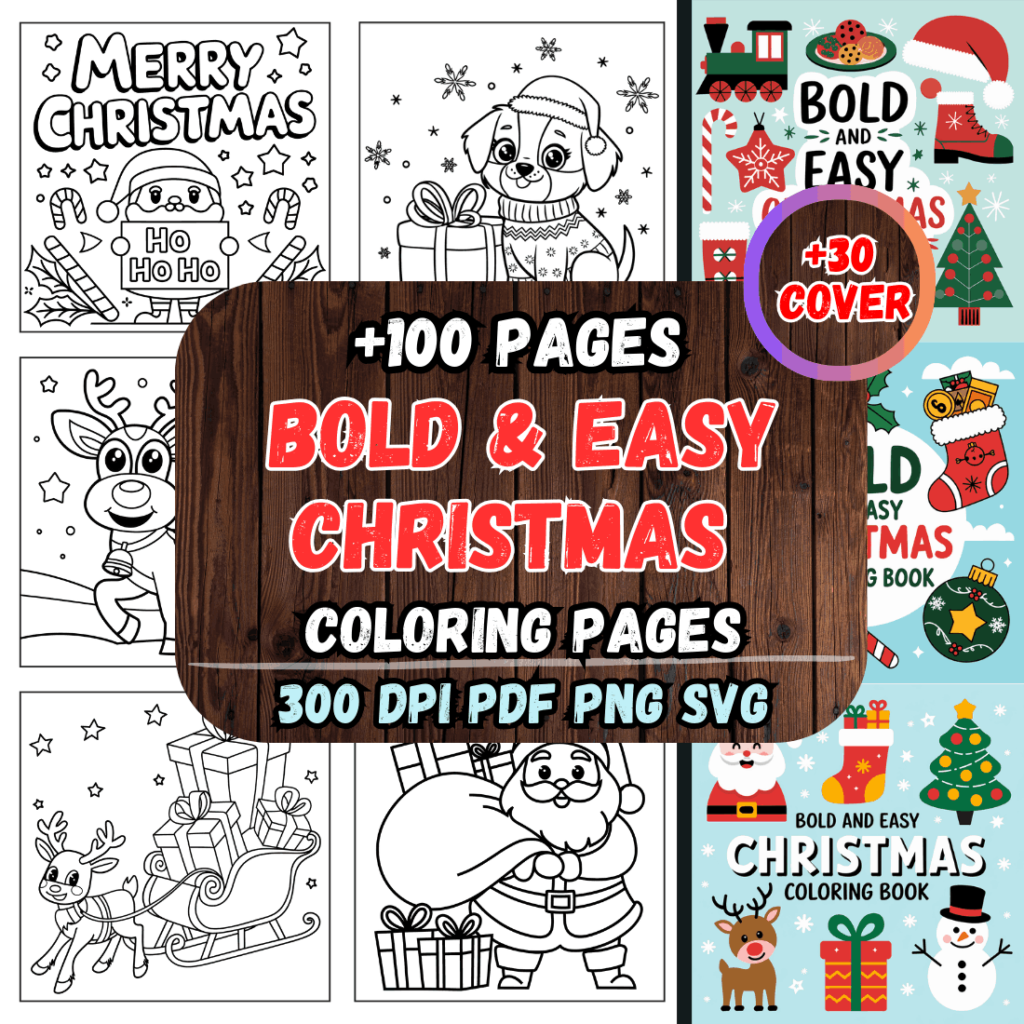 Bold and Easy Christmas Coloring Pages - MasterBundles