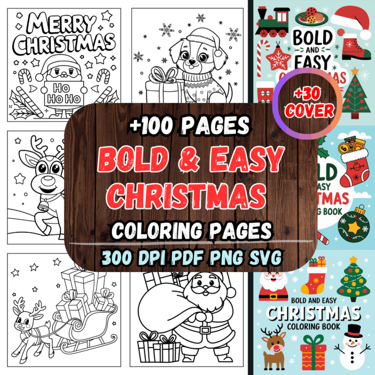 Bold and Easy Christmas Coloring Pages - MasterBundles